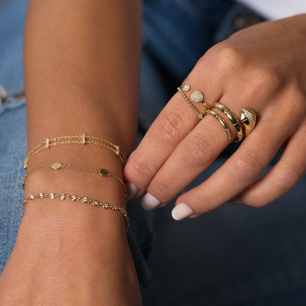 14KT GOLD DOUBLE DIAMOND DISK CUFF RING – Jewels by Joanne